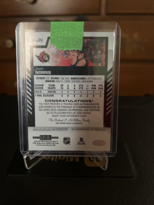 Josh Norris OPC Platinum Rookie Auto | MCP