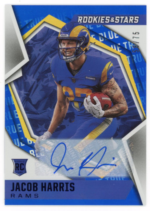 2021 Rookies and Stars #138 Jacob Harris Rookie Signatures True Blue ...