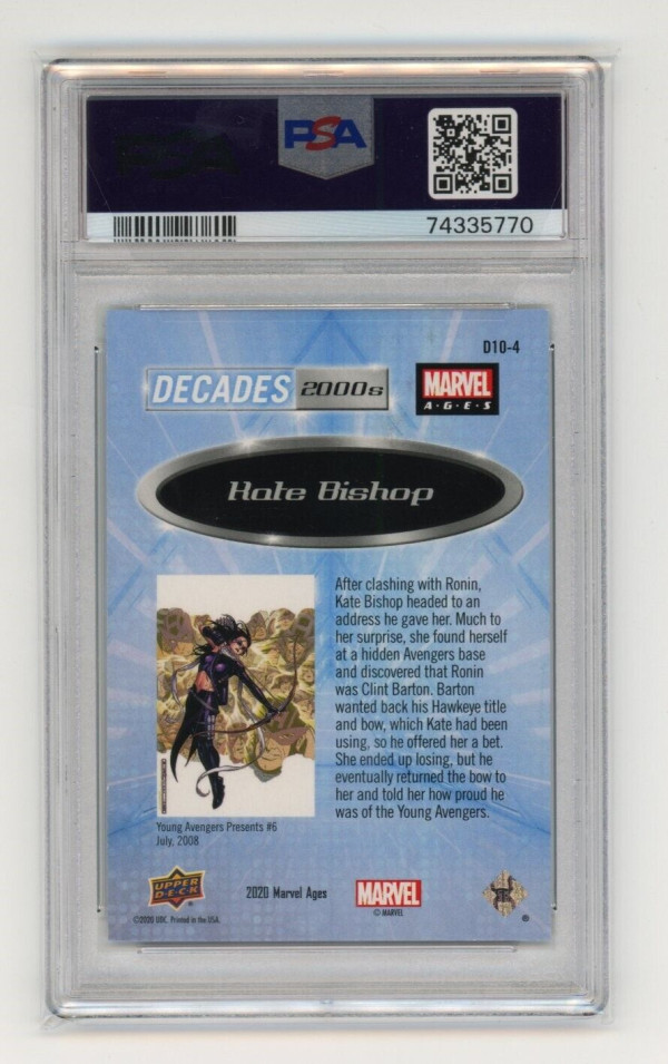 2020 UD Marvel Ages #D10-4 KATE BISHOP Decades INSERT CARD Hawkeye ...